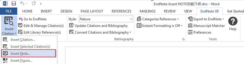 EndNote-Insert Note功能介绍