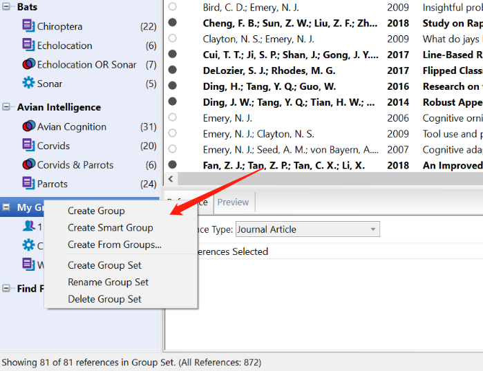 EndNote:创建分组时，Group/Smart Group/From Groups有什么不同？