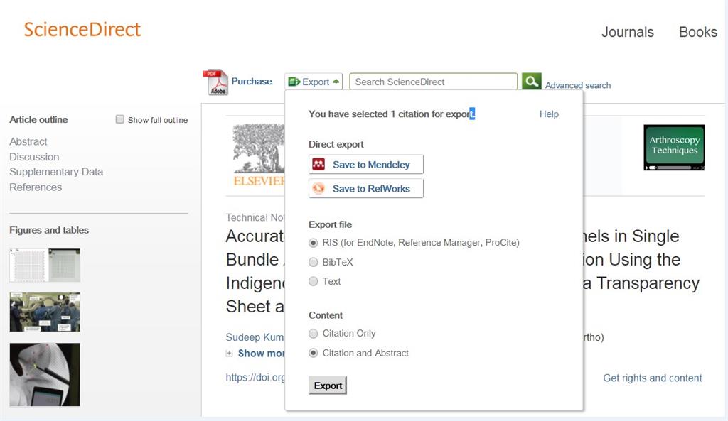 EndNote: Importing references from ScienceDirect website